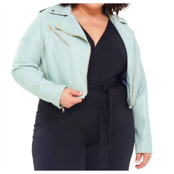 Dex | Jackets & Coats | New Dex Faux Leather Moto Jacket In Mint | Poshmark